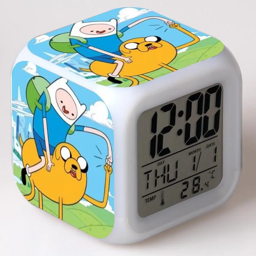 Adventure Time Cartoon Color changing night light alarm clock reloj ...