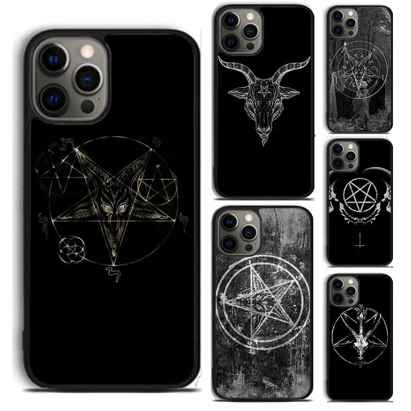 Satanic-Pentagram-Baphomet-phone-Case-For-iPhone-15-14-6-7-8-Plus-X-XR ...