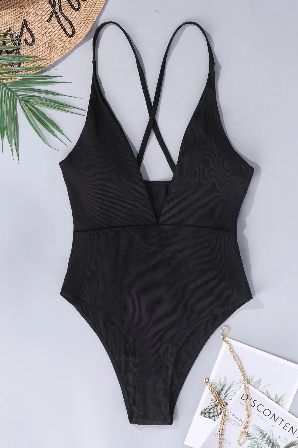 2022 New Sexy Female Swimsuit Vintage One Piece Black Push Up Solid ...