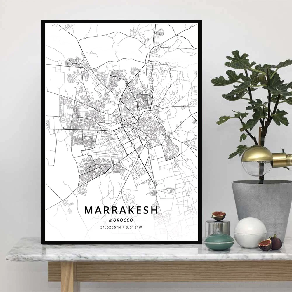 Home & Living Tangier map art city map print map poster Tangier map ...