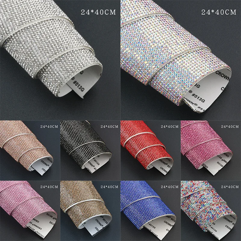 24x40cm Self Adhesive Rhinestone Sticker Crystal Bling Self Adhesive ...
