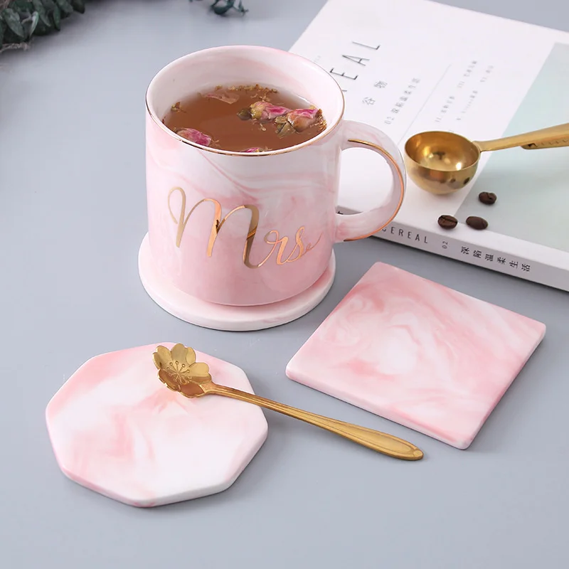 Ins Marble Ceramic Coaster Coffee Tea Cup Mat Dinner Bottle Pad ...