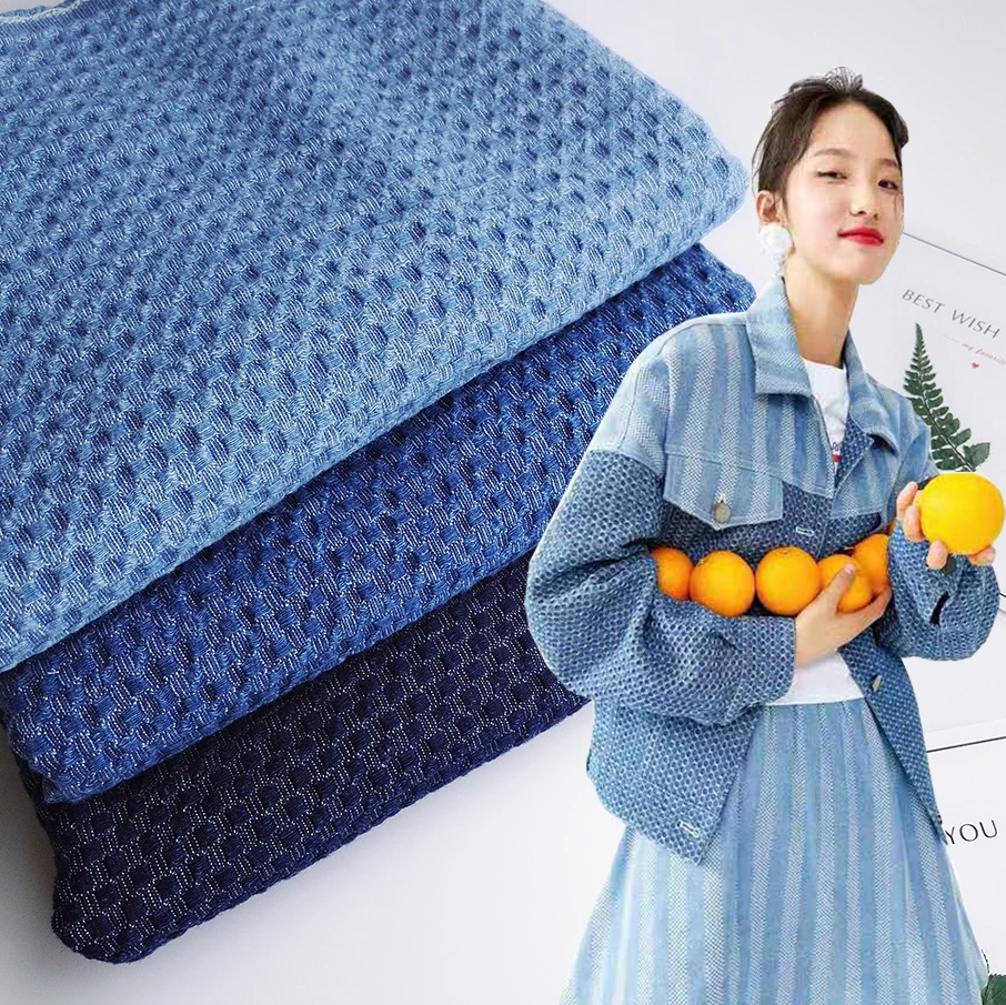 Cotton Jeans Fabric Imitation Weave Texture Denim Cloth Fabrics Dress ...