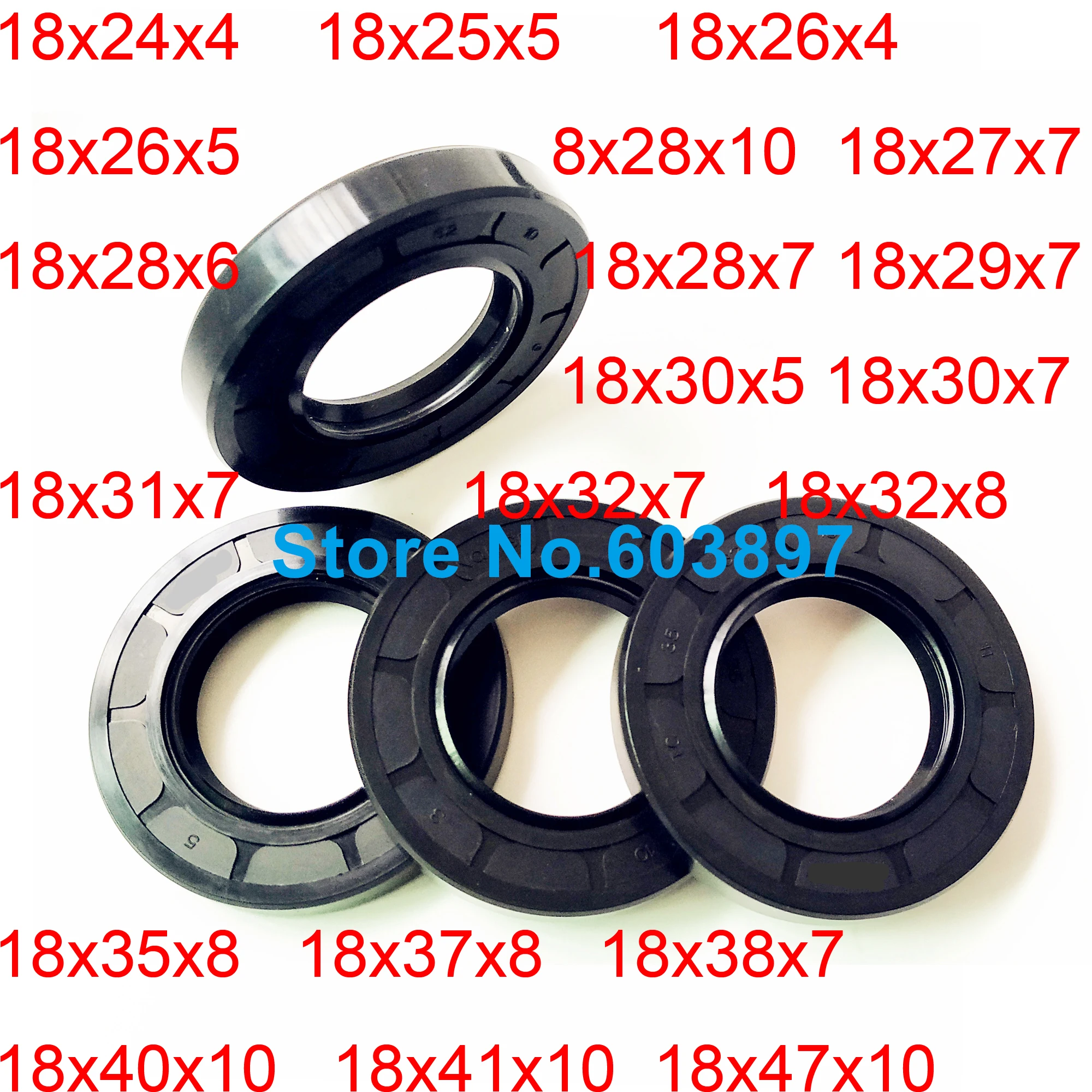 2PCS TC Skeleton Shaft Nitrile NBR Seal Rubber Gasket Oil Ring ID18MM ...