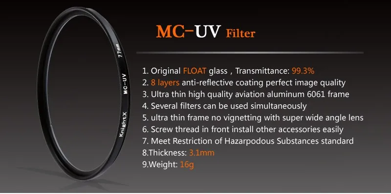 KnightX 24 цветной фильтр UV ND Star для sony nikon canon sony a6000 круговой Градуированный ...