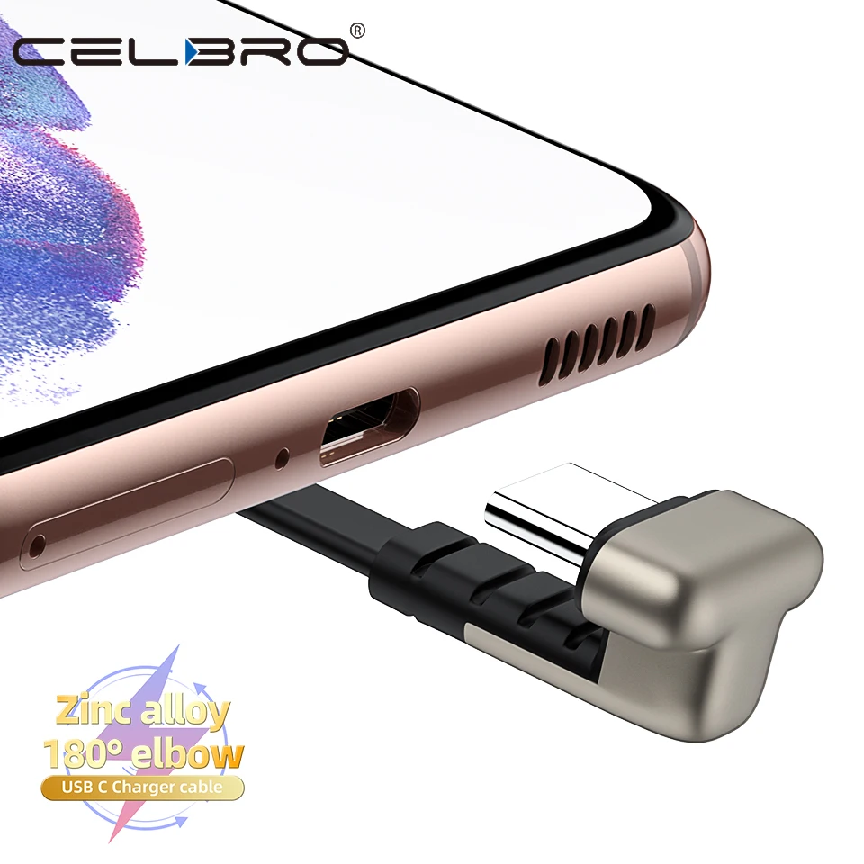 Usb Type C Cable U Shape Usbc Flat Charging Wire Cord 90 Degree For ...