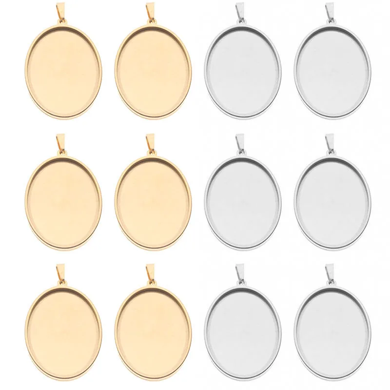 Stainless Steel Pendant Cabochon Base Setting Tray - 5pcs/lot Stainless ...