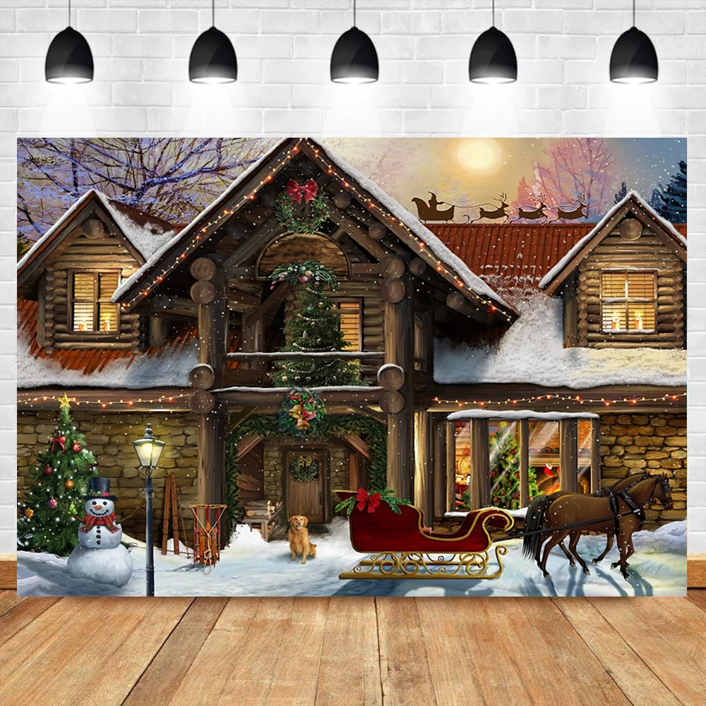 Christmas Log Cabin Wallpaper