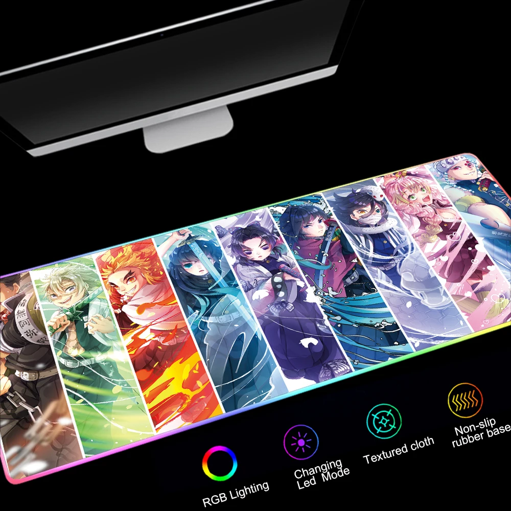 90X40 Anime Gaming Mouse Pad RGB Mouse Pad Gamer Computer RGB Backlit ...