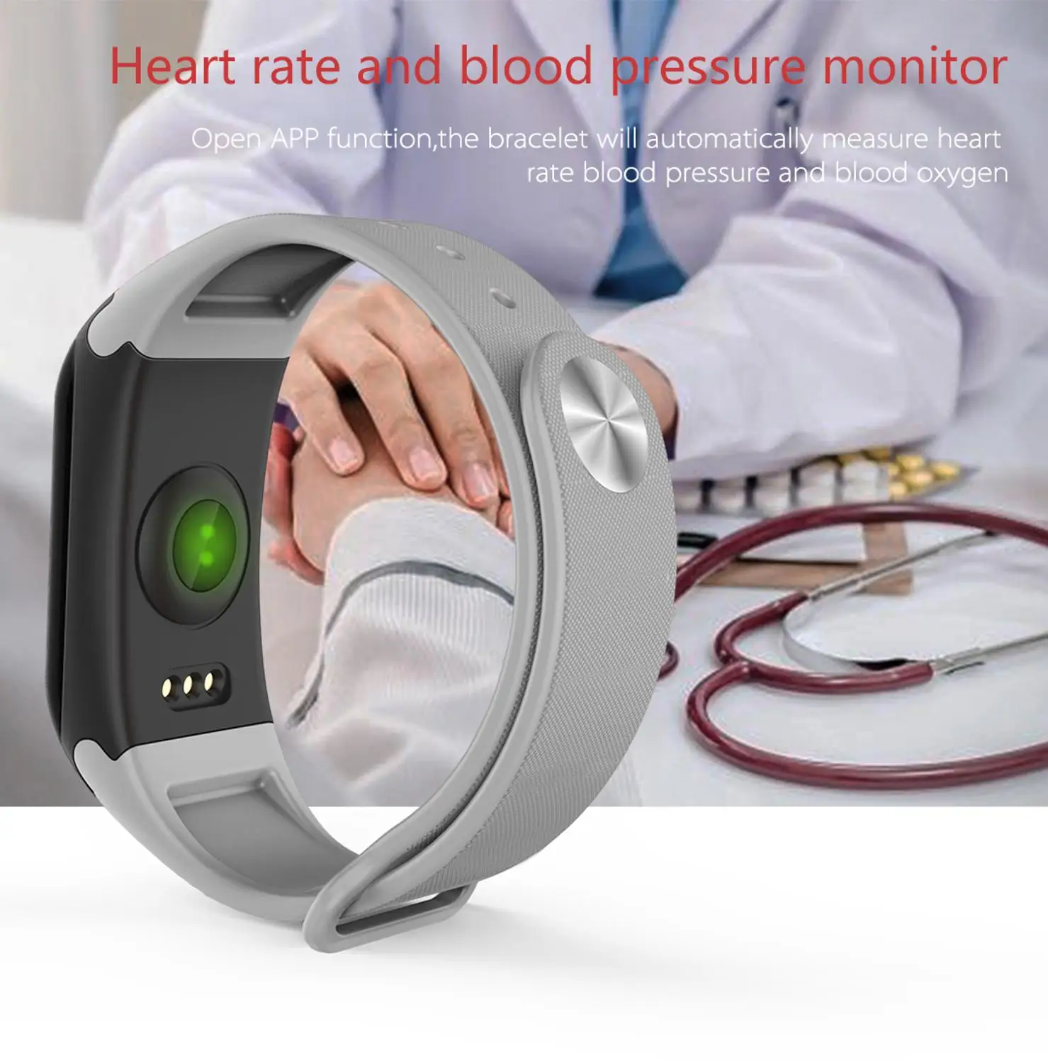 Pulsera inteligente F1 con podómetro, Monitor de ritmo cardíaco durante ...