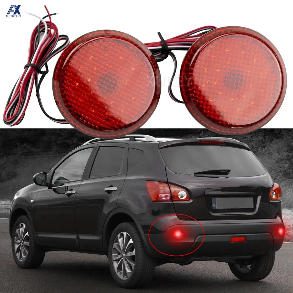 2x Red LED Rear Bumper Reflector Lights Car Tail Lamps Brake Stop Light ...
