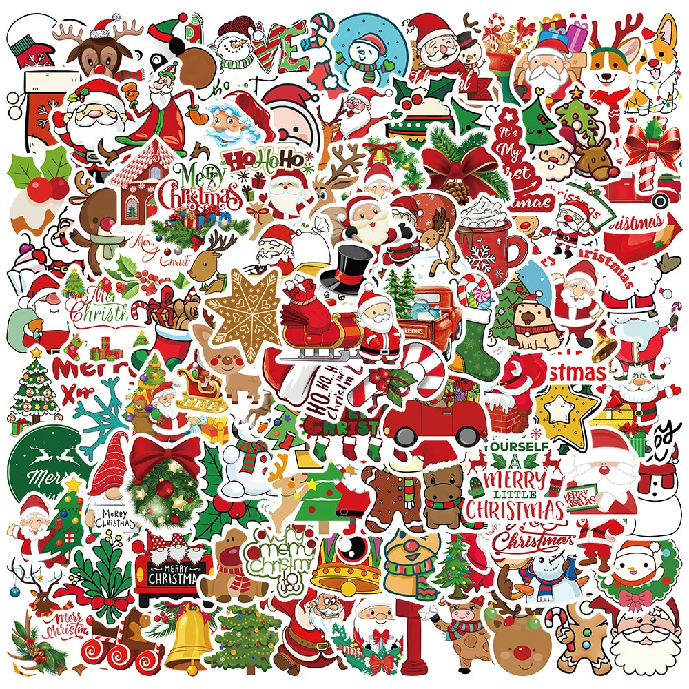 10-50-100-Stuks-Cartoon-Leuke-Kerstman-Kerstmis-Graffiti-Stickers ...