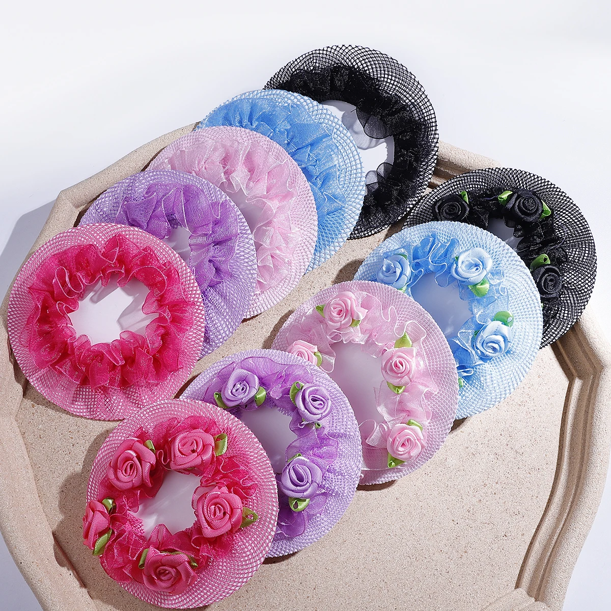 8-5cm-Cute-Flower-Girls-2-5Pcs-Bun-Hair-Nets-Adjustable-Kids-5-Colors ...