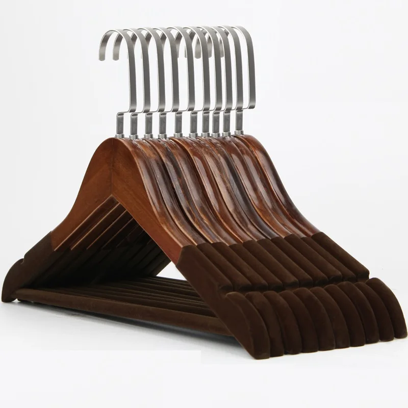 Juego de perchas de madera maciza y Metal para adultos, gancho ...