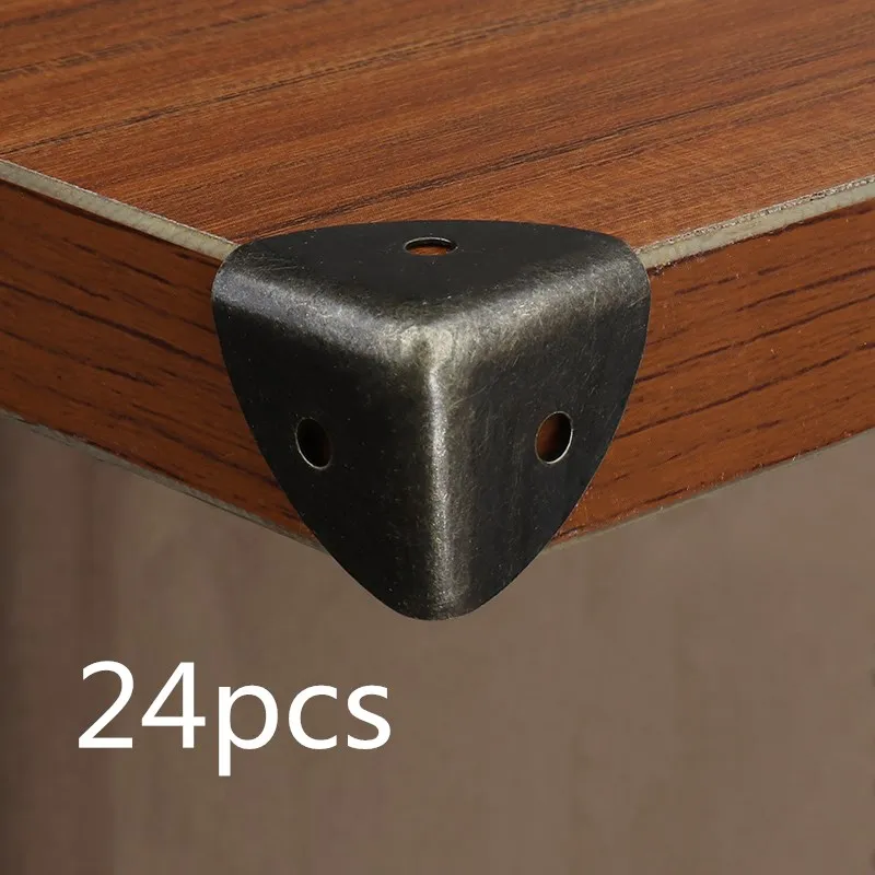 24pcs/lot Bronze Iron Corner Brackets Wood Desk Corner Protector Home ...