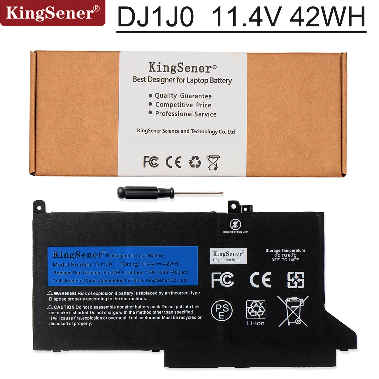 Kingsener New Dj1j0 Laptop Battery For Dell Latitude 12 7000 7280 7380 ...