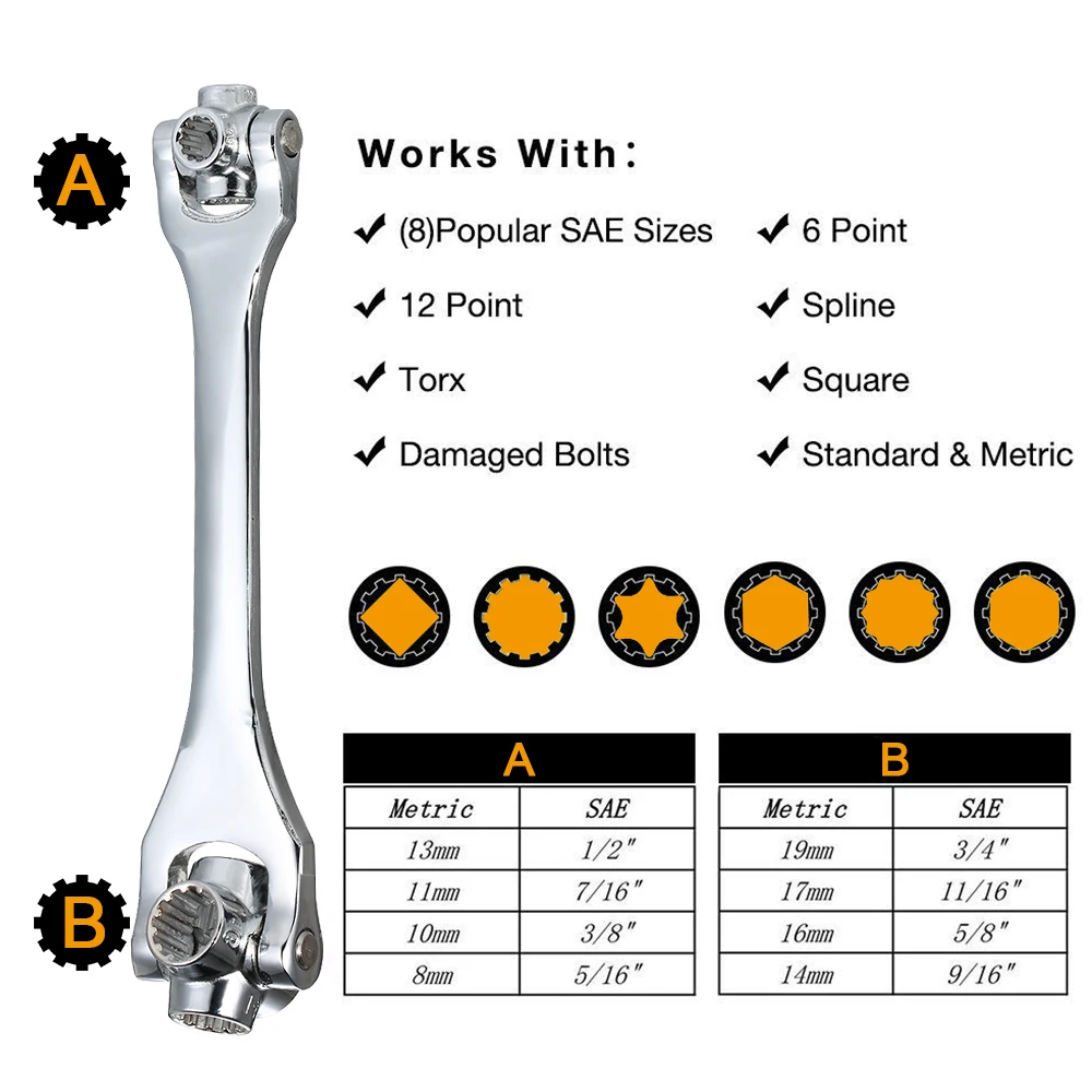 Multi-Function 52-in-1 Socket Wrench Spanner Works with Spline Bolts ...
