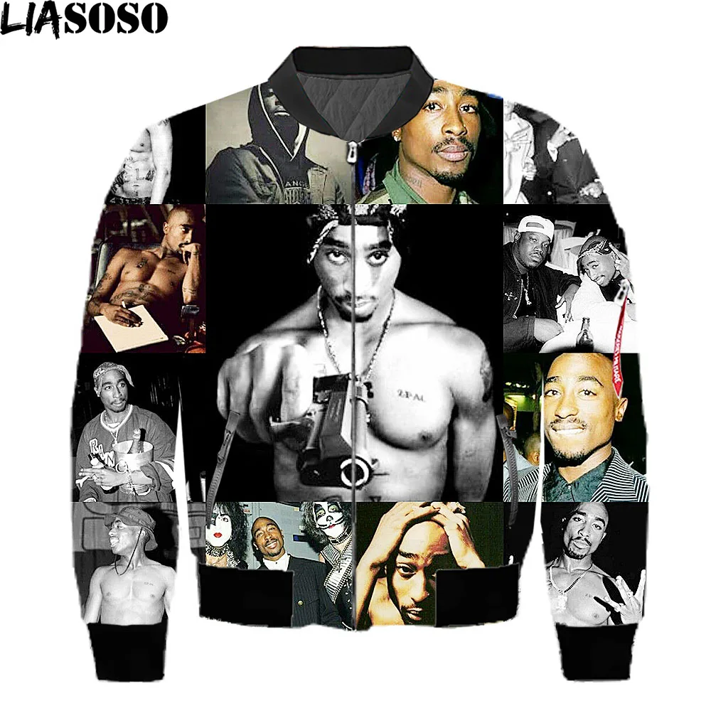 Liasoso Tupac 2pac 90's Rapper Jacket Men 3d Print Retro Rap Music ...