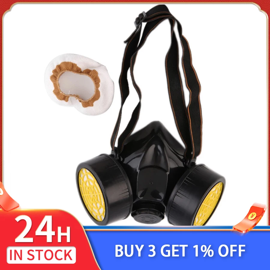 Masque de travail demi visage noir, sécurité, vaccination, gaz, irateur, 2 bidons, formaldéhyde ...