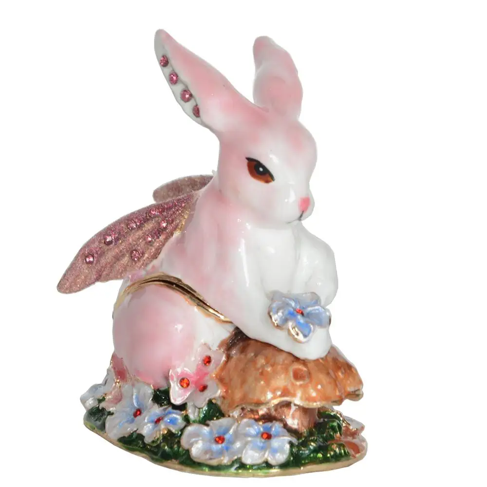 Fairy Rabbit Enameled Trinket Box, Bunny Ring Holder, Animal Figurines ...