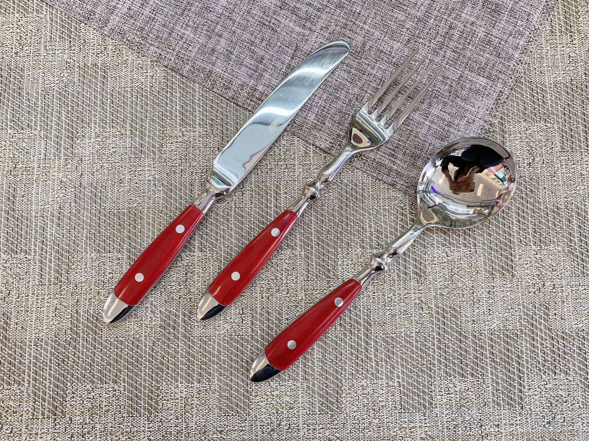 Ensemble de cuillères et fourcommuniste en acier inoxydable,ustensiles ...