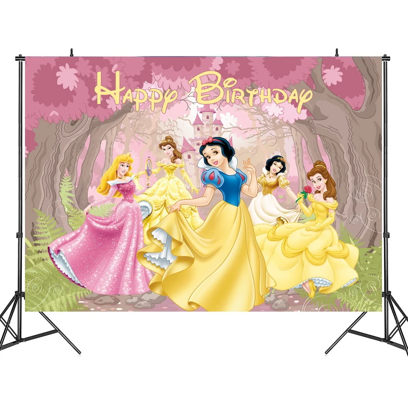 125x80cm Disney Princess Party Backdrops Curtain Photobooth Backdrop ...
