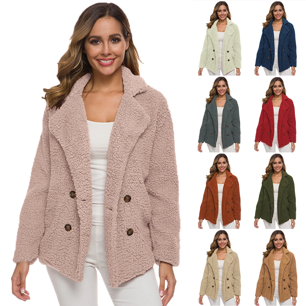 Parka de lã feminina com peles artificiais, casaco clássico, slim fit, jaqueta de inverno para ...