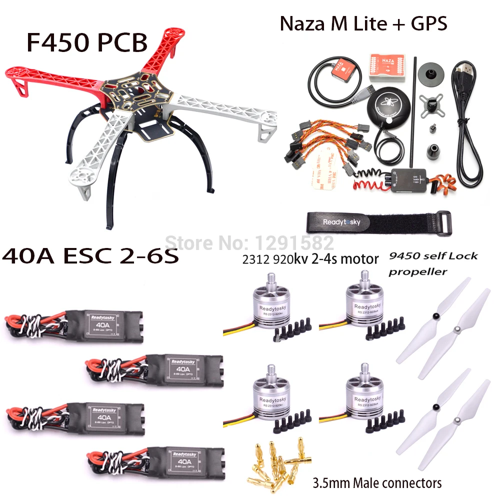 F450 PCB 450mm Quadcopter Frame Kit Naza M Lite Controller board / APM2 ...