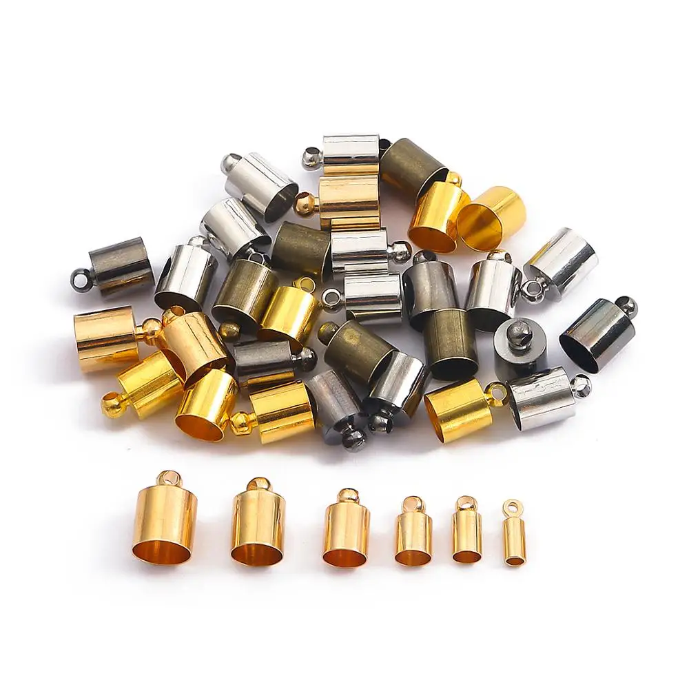 50pcs/lot Tassel Leather Cord End Crimp Cap Beads Caps End Tip Cap Fit ...