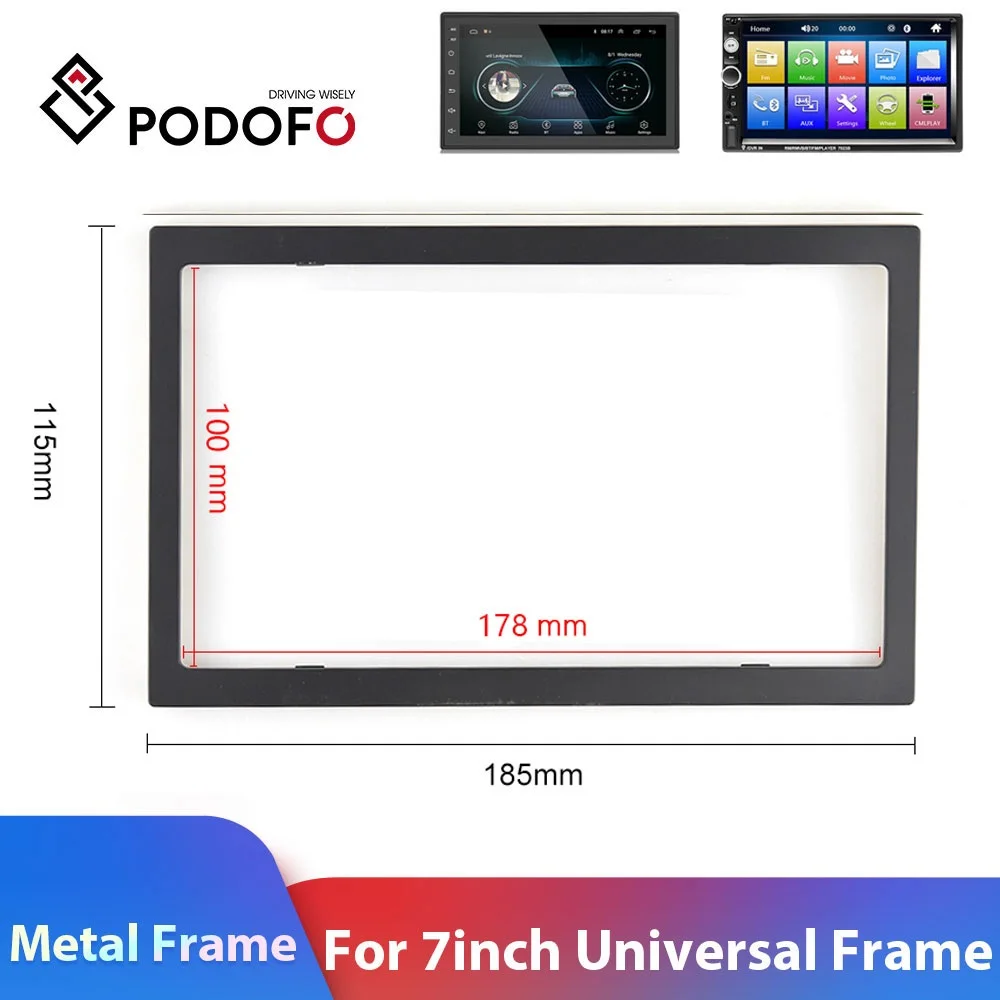 Podofo 2 Din Car Radio Frame For 7inch Car Multimedia Player Metal ...