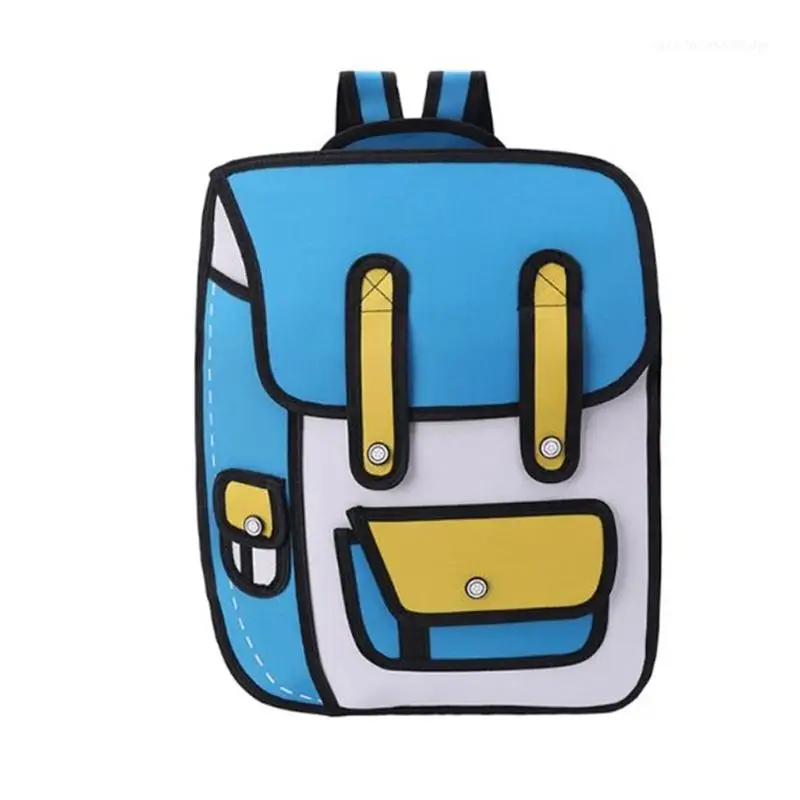 3D Jump Style 2D Drawing From Cartoon Paper Backpack Shoulder Bag Comic ...