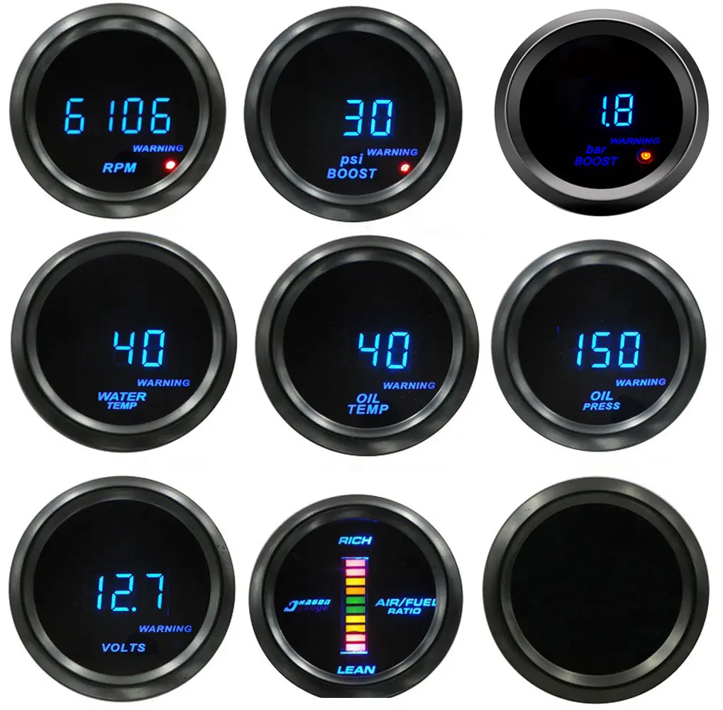 Car-Digital-Gauge-52mm-Turbo-Boost-PSI-BAR-Oil-Pressure-Oil-Water-Temp ...