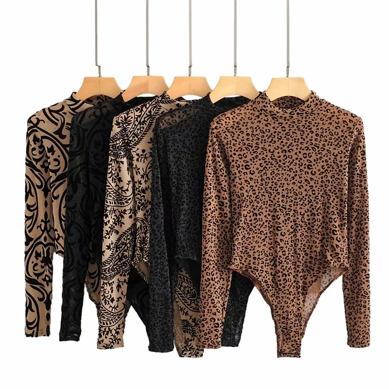 Sun-imperial - women black glitter leopard sequin sheer long sleeve ...
