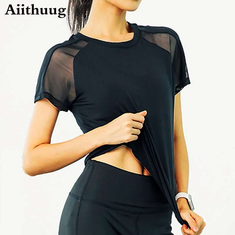 Aiithuug-Short-Sleeve-Workout-Tops-for-Women-Stretchy-Slim-Fit-Running ...