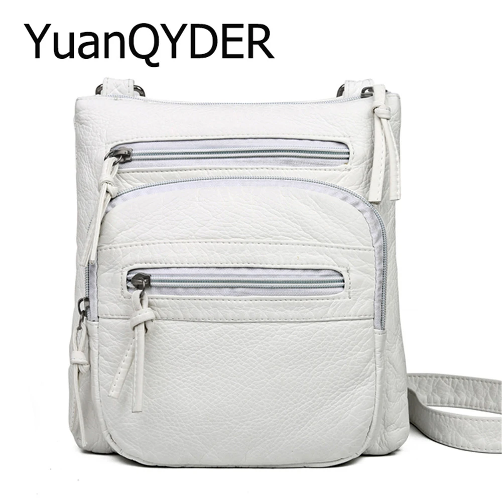 Small Soft Bag Casual Women Bag Purse Wash White Leather Shoulder Bag ...