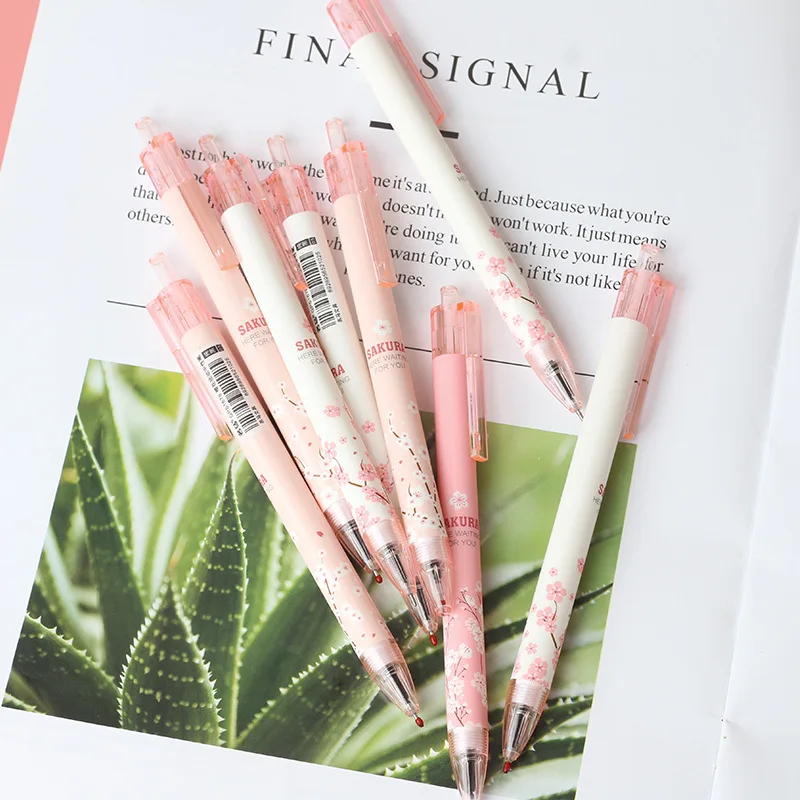 Bolígrafos de Gel mecánicos Kawaii Sakura, bolis japoneses frescos de 0 ...
