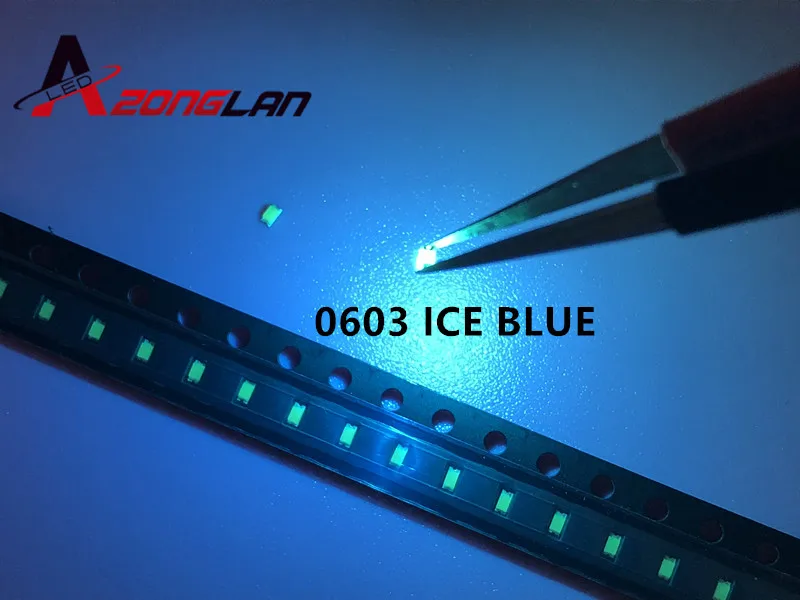 100pcs 0603 Ice Blue 1608 Ice Blue Clear Ultra Bright Blue SMD LED ...