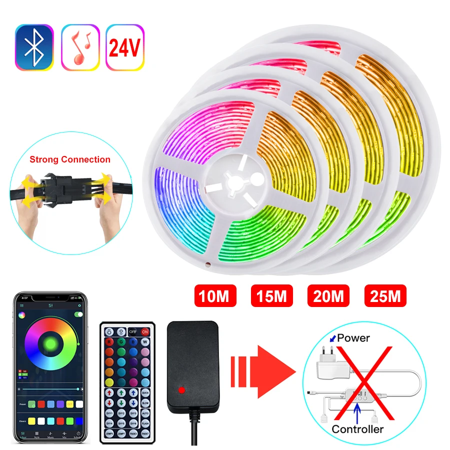 24V-Bluetooth-5050-RGB-LED-Strip-for-Room-10M-15M-20M-25M-30M-35M-40M ...
