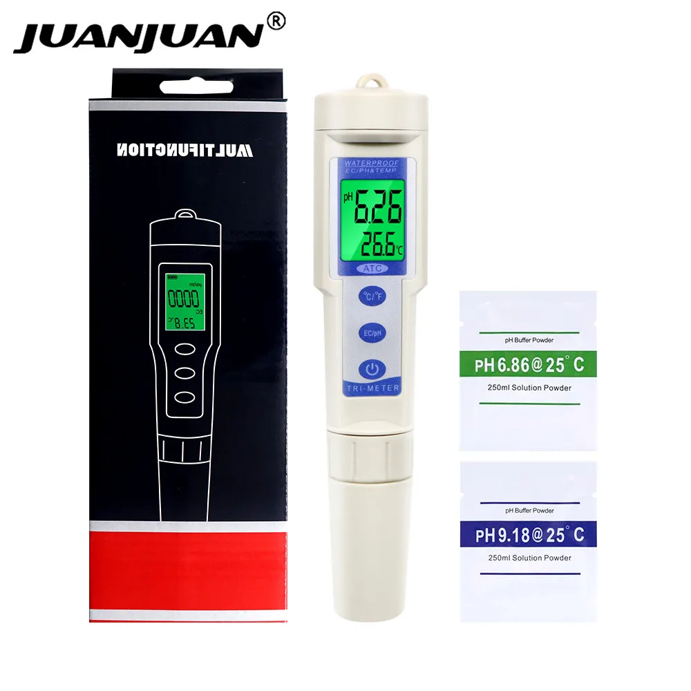 Digital Waterproof Ph Meter Ec Temp/ Tds Ph Temp Tester Lcd For ...