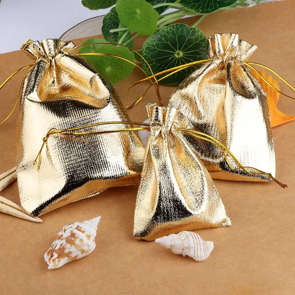 20pcs 7x9/9x12/10x15cm Fabric Packing Gift Bags Sliver Gold Color ...