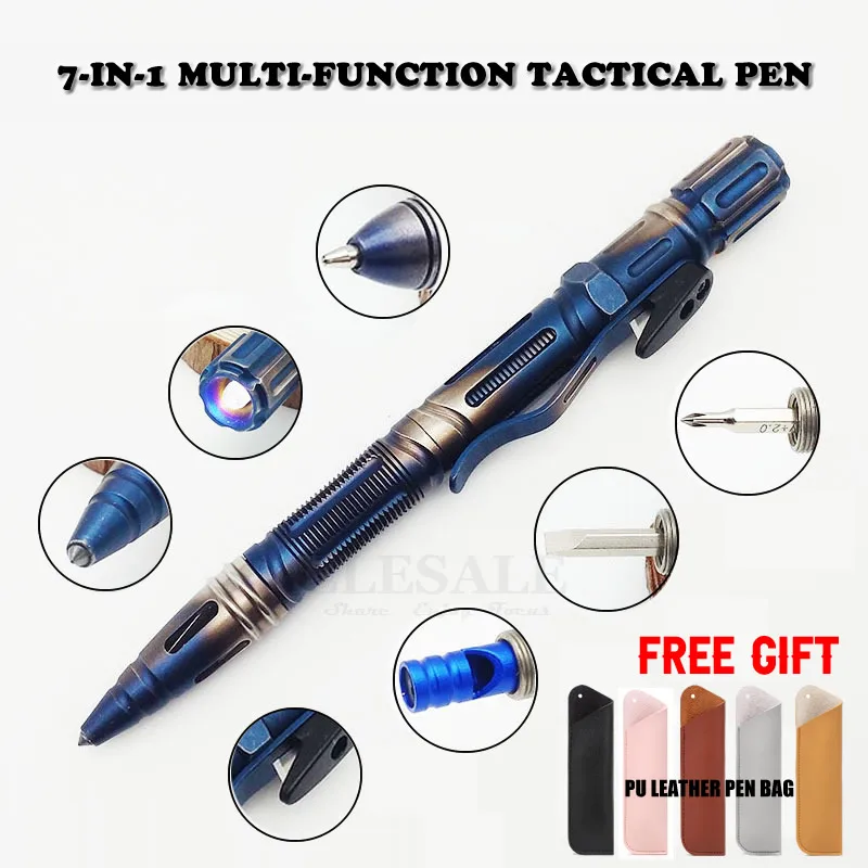 NEW 7 In 1 Outdoor EDC Multi Function Self Defense Tactical Pen With ...