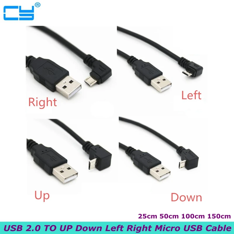 Up & Down & Left & Right Angled 90 Degree Usb Micro Usb Male To Usb ...