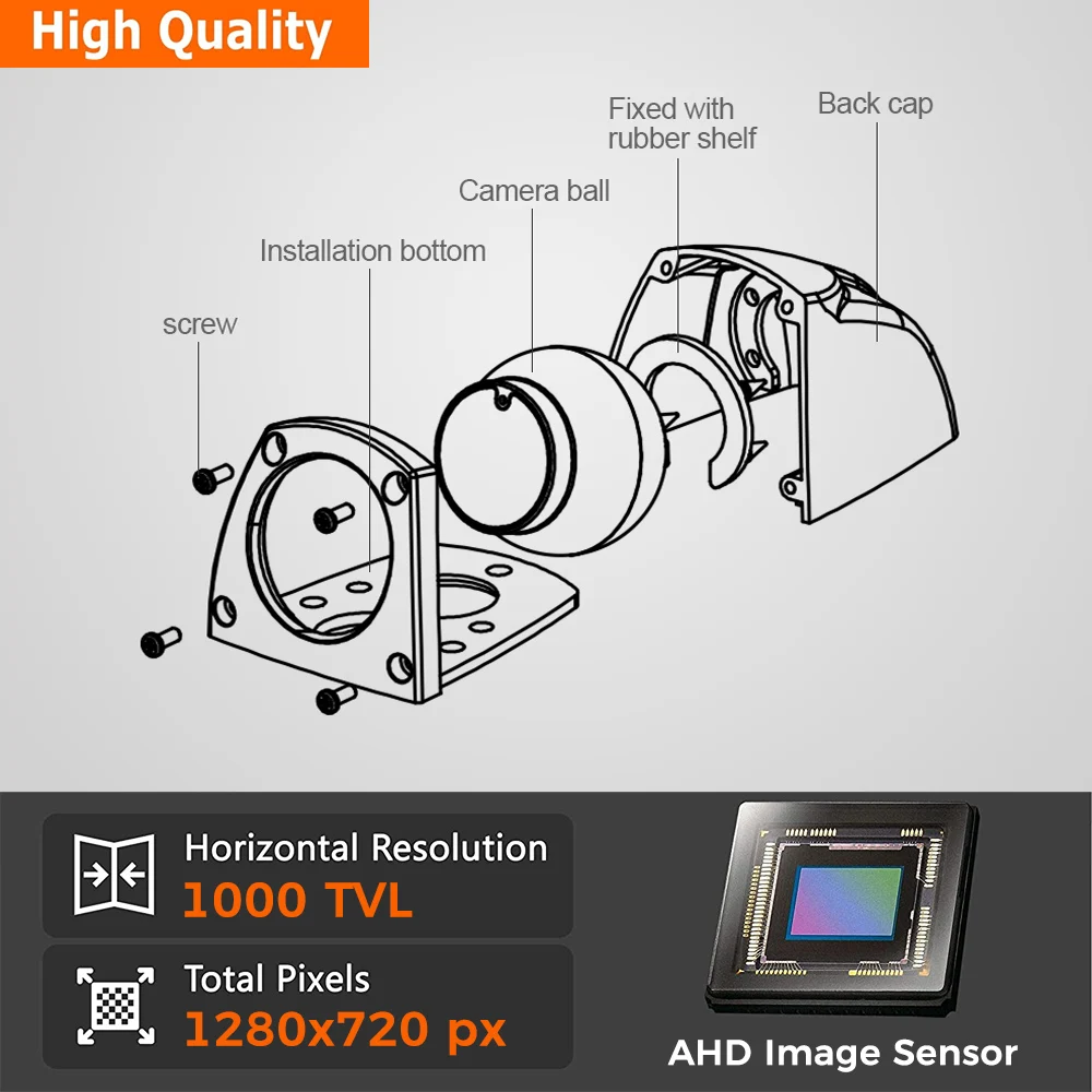 Caméra de recul,Mini caméra de surveillance latérale AHD 720P, étanche ...