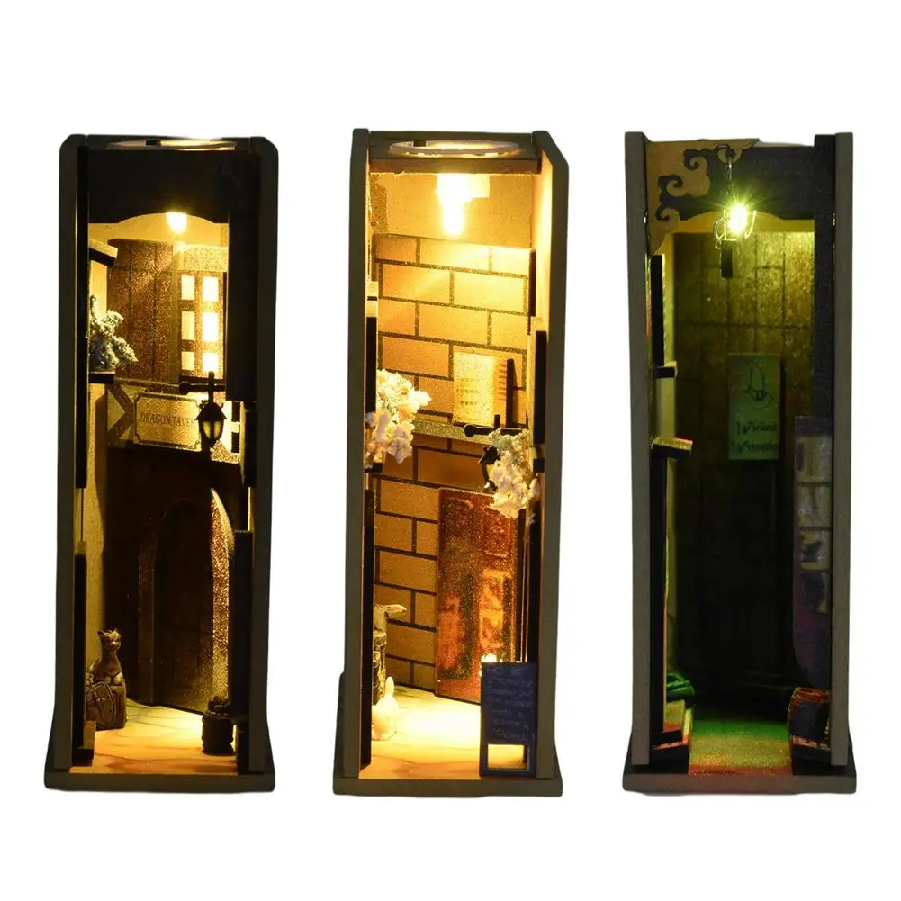 Bookends-Nook-Book-Shelf-Ends-Wooden-Diagon-Alley-Book-Nook-Kit-With ...