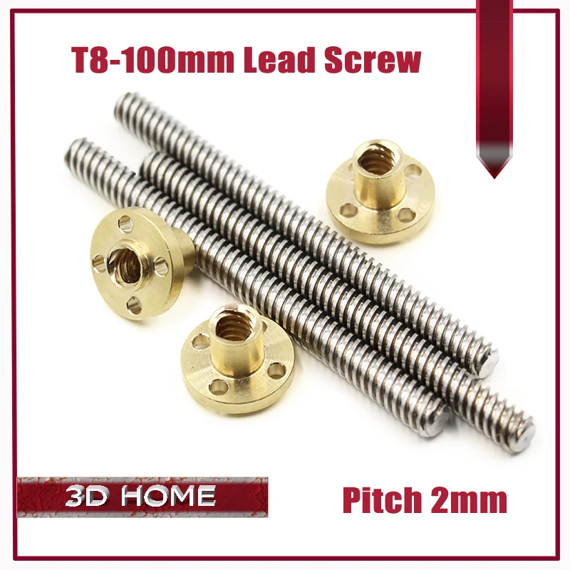 3D Printer 8mm Lead Screw Rod 100mm 4 Start Z Axis 10cm Linear Rail Bar ...