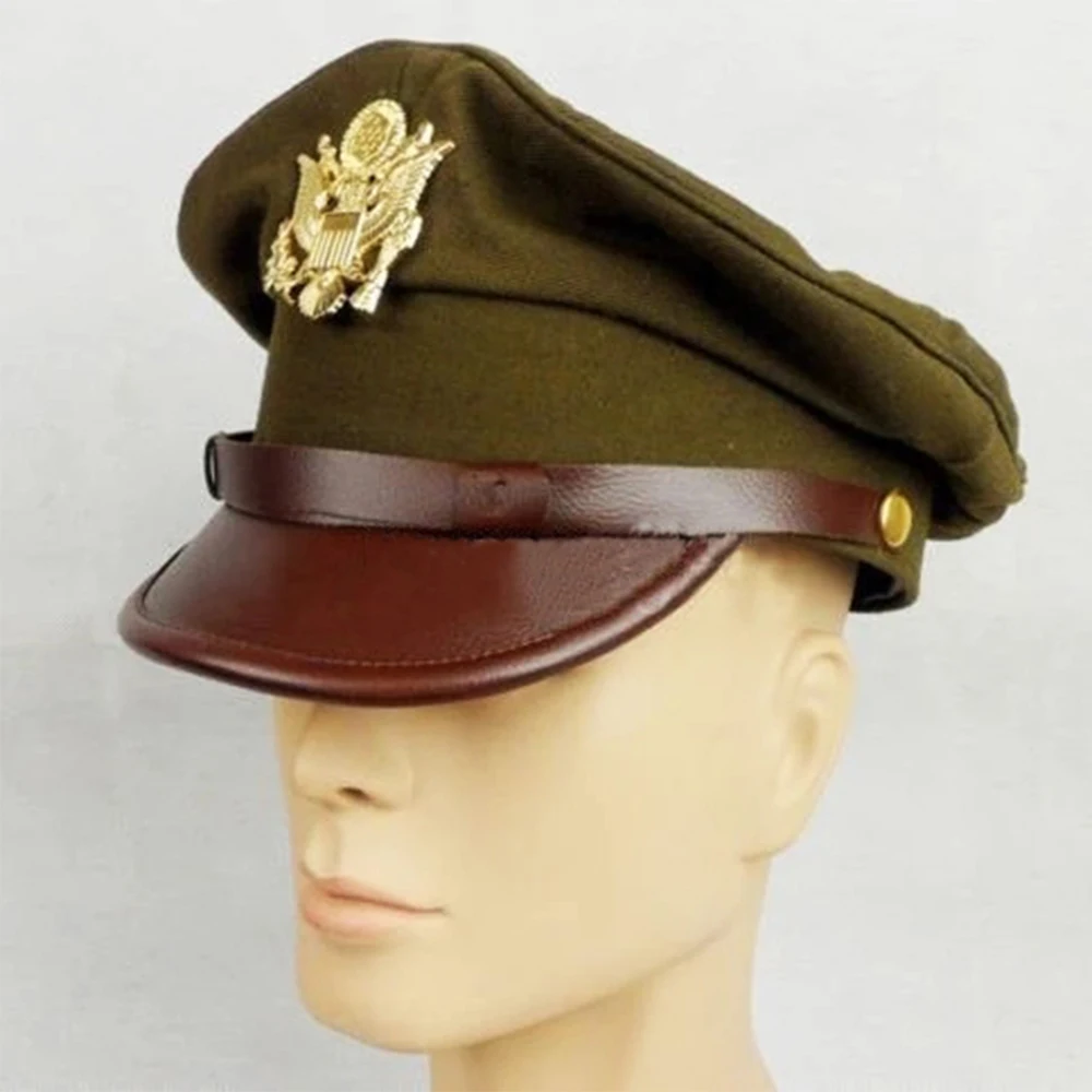 WWII-WW2-US-ARMY-OFFICER-WIDE-BRIM-EAGLE-BADGE-HAT-CAP-WORLD-WAR-II ...