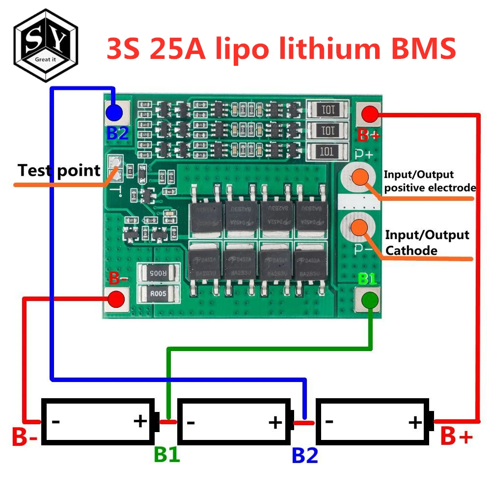 1pcs 3s 25a Lipo Lithium Polymer Bms/pcm/pcb Battery Protection Board ...
