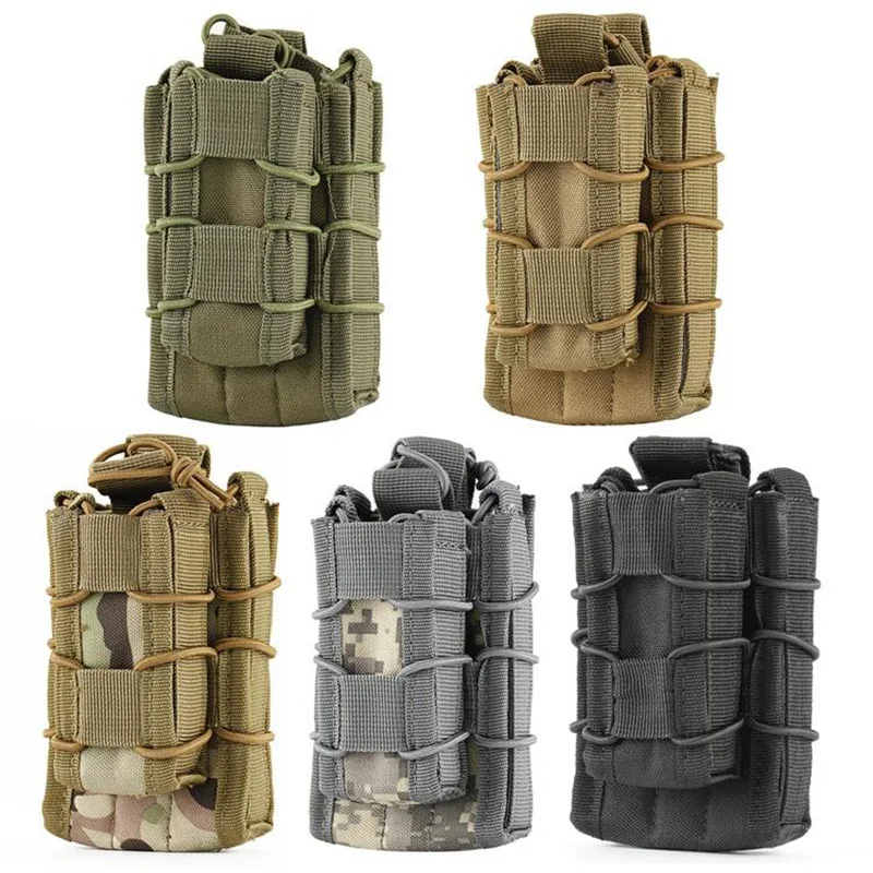 Tactical Molle Double Layer Magazine Pouch Nylon Open Top Pistol Rifle ...