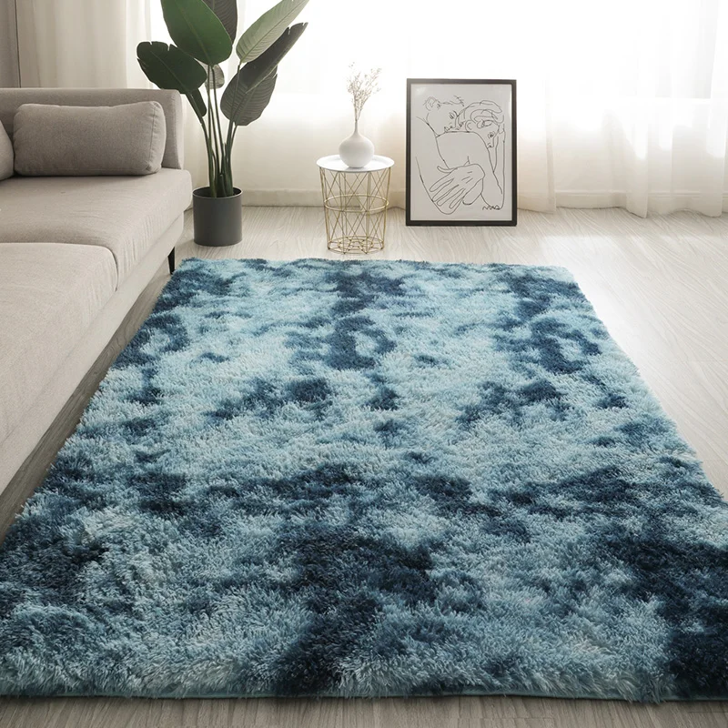 Long Hair Living Room Carpet Sofa Coffee Table Rug Bedroom Room Bay ...