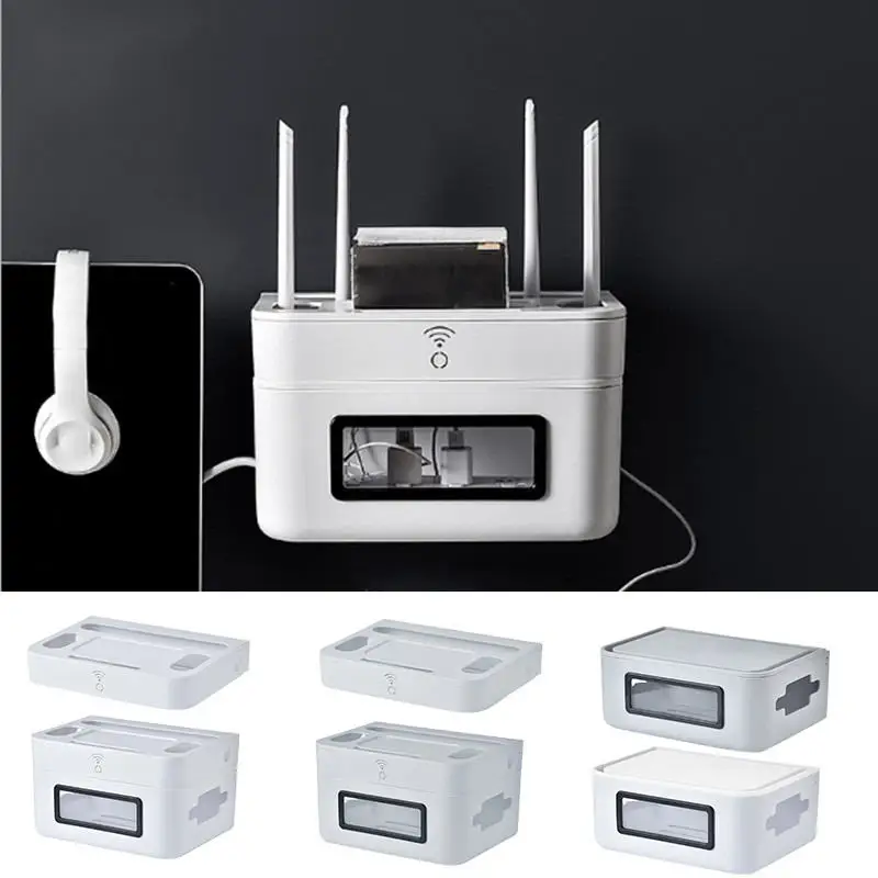 Wireless Wifi Router Storage Box Wall Hanging Plug Board Bracket Cable ...